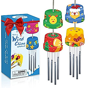 2-Pack Make A Wind Chime Kits - Arts & Crafts Construct & Paint Wind Powered Musical Chime DIY Gift for Kids, Boys Girls