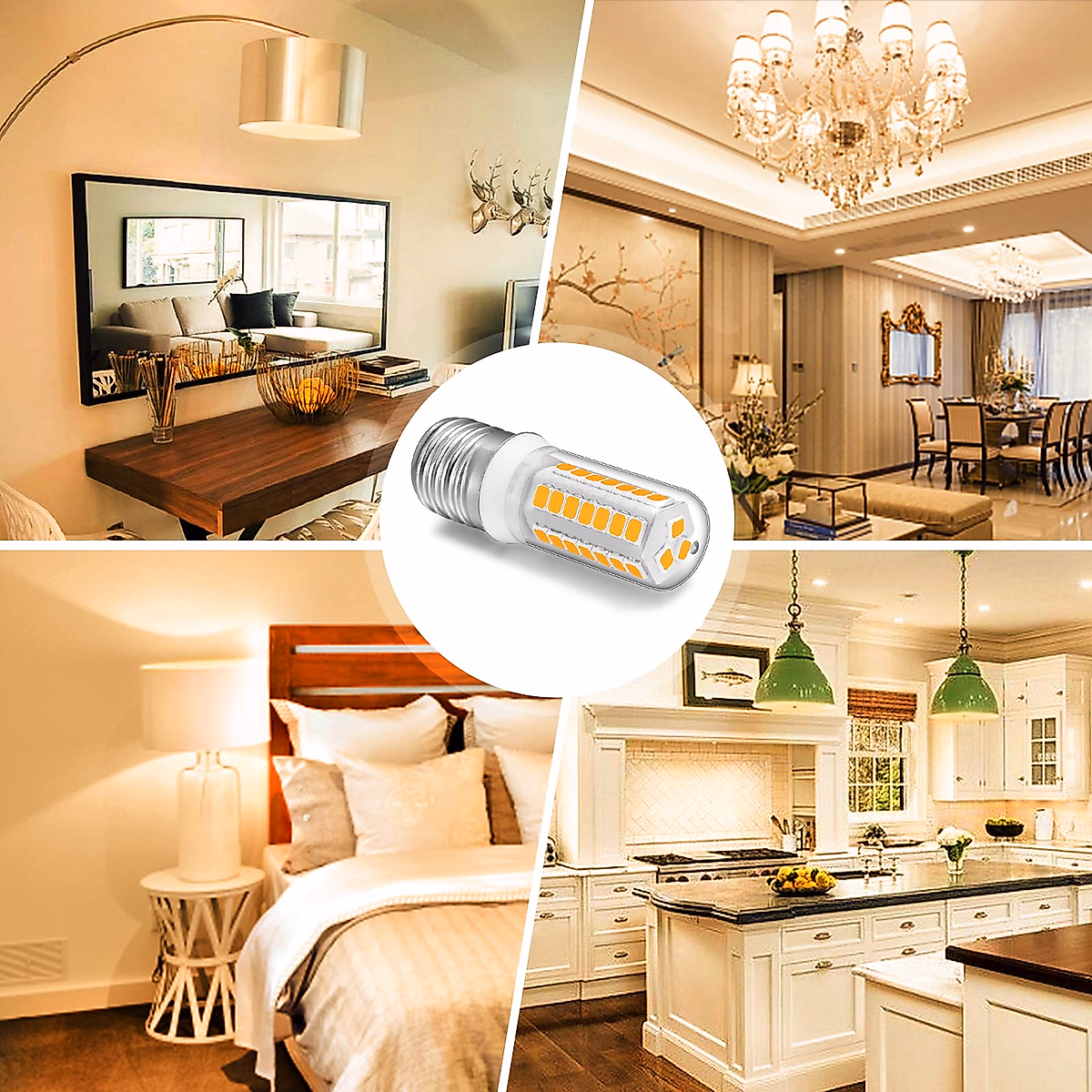 RuLEDne E17 LED Bulb Dimmable,4W Microwave Oven Bulb,Warm White 3000K,40W Incandescent Equivalent,Fit for Over Stove Appliance,4 Pack