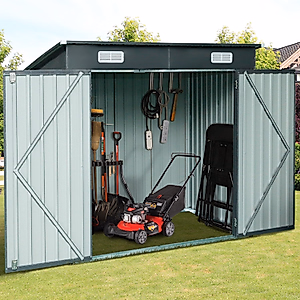 GRAVFORCE 4 x 6 FT Outdoor Storage Shed, Garden Tool Shed with Lockable Door, Storage Houses for Outside, Large Metal Storage Sheds for Bike, Patio Lawn, Backyard