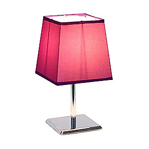 Simple Designs LT2062-PRP Mini Chrome Squared Empire Fabric Shade Table Lamp, Purple