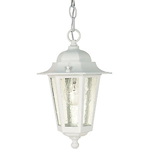 Nuvo 60/991 Hanging Lantern with Clear Seeded Glass, White