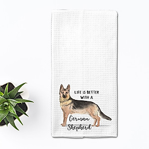 Watercolor Life is Better with a German Shepherd Microfiber Kitchen Tea Bar Towel Gift for Animal Dog Lover