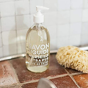 Compagnie de Provence Savon de Marseille Extra Pure Liquid Soap - Cotton Flower - 16.7 Fl Oz Glass Pump Bottle