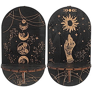 Operitacx 2pcs Wooden Crystal Display Shelf Crystal Holder Wall Mounted Witch Stuff Rack Stand Witchy Room Decoration for Crystals Stone Essential Oil