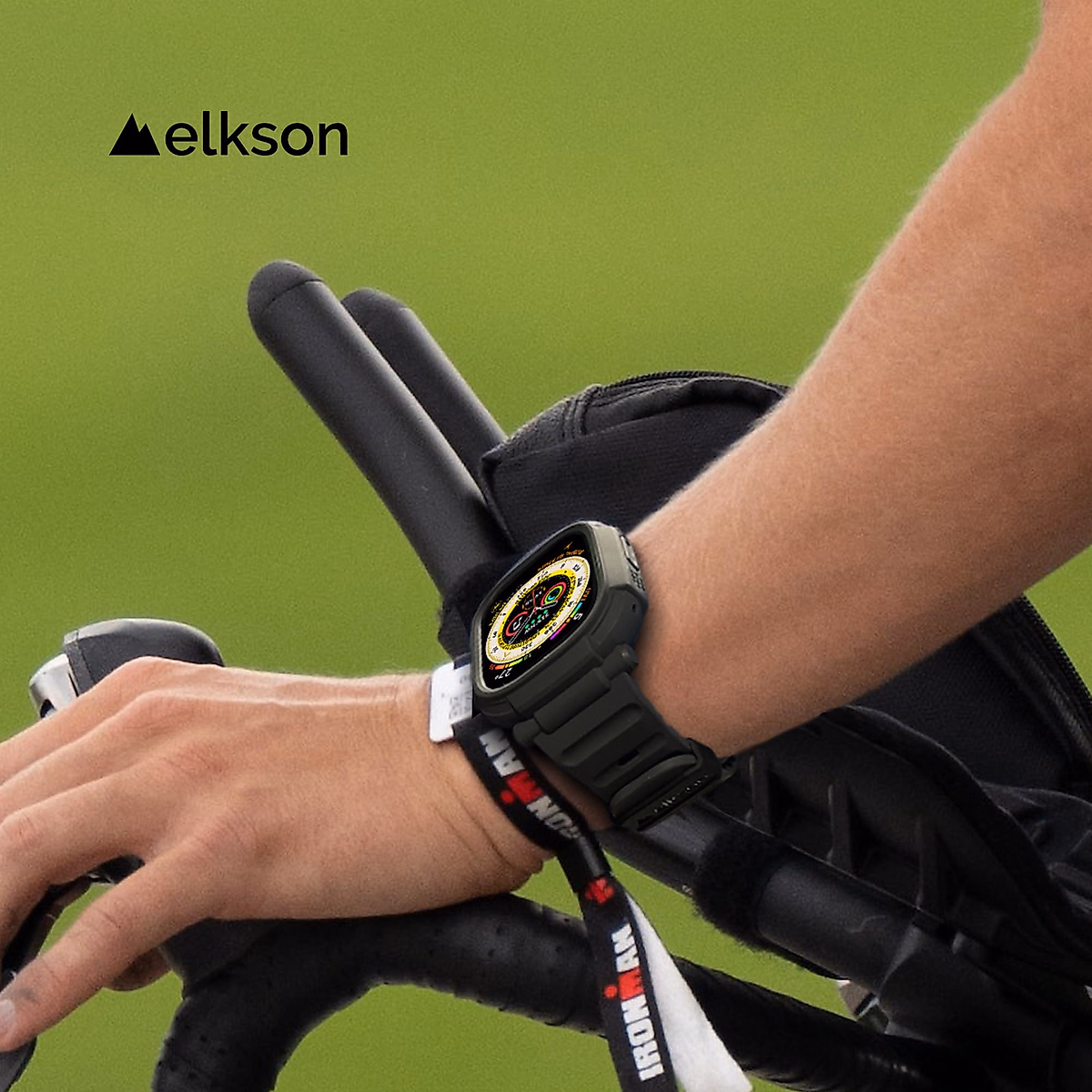 elkson Made for Apple Watch Ultra 2 1 Band case 49mm Screen Protector Tempered Glass, Quattro Pro Series Rugged for iWatch Bumper Strap Military Grade Durable Protective Cover Shock Proof Brown Tan