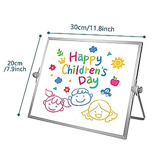 OWill Dry Erase White Board, 8” X 12” Small Whiteboard with Stand, Mini Whiteboard A4 Magnetic Desktop Board & Portable Double-Sided White Board Easel for Kids Drawing in School & Home
