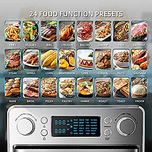 leiko Air Fryer Toaster Oven Combo, 16 QT capacity and Convention Countertop, with microwave&air fryer &roast&bake&thaw &reheat 24-1 function, Stainless Steel, Silver, 1700W.