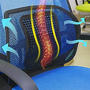 Teraves Lumbar Support for Office Chair, Car Seat or Home Chair, Double Breathable Mesh Back Support Cushion for Driving Comfort and Posture Support