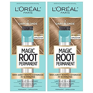 L’Oréal Paris Magic Root Permanent Hair Color, 10 Minute Hair Dye Kit to Rescue Roots with 100% Gray Hair Coverage, 7 Dark Blonde, 2 Pack (Packaging May Vary)