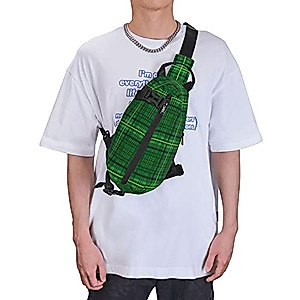 Crossbody Sling Backpack St-Patrick-British-Green-Plaid Travel Hiking Chest Daypack One Strap Shoulder Bag