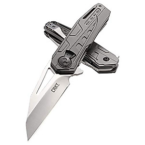 CRKT Raikiri Folding Pocket Knife: Plain Edge Folder with Liner Lock, Field Strip Technology, Everyday Carry Folded Knife with Flipper Opening, and Satin Blade Finish 5040