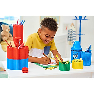 Crayola Round Storage Box - Creative Kids Art Storage Container With Lid For Storing Pens, Pencils, Crayons And Other Craft Supplies, Cerulean, Kids 3+ Years