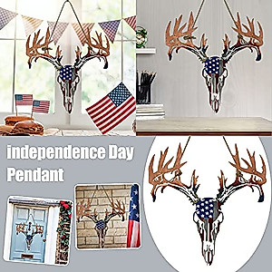 Deer Independence European Mountain Day Flag Art in Metal Style American Home Decor Christmas Beard Decorations