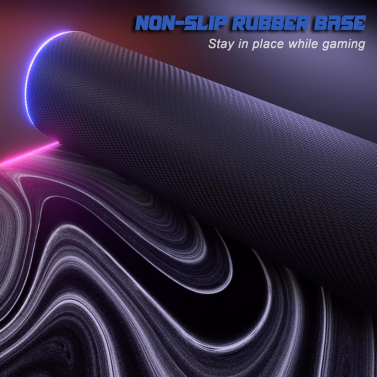 ITNRSIIET RGB Gaming Mouse Pad, Full Desk XL Extended Large Gaming Mousepad, 12 Lighting Modes, 30% Thicker, Big LED Desk Mat for Keyboard Computer Men Gamers, 32" x 12", Abstract Black and White