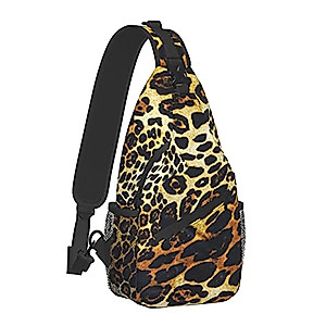BLUBLU Large Capacity Sling Bag, Adjustable and Reversible Shoulder Strap Backpack Travel Crossbody Daypack - Leopard Print