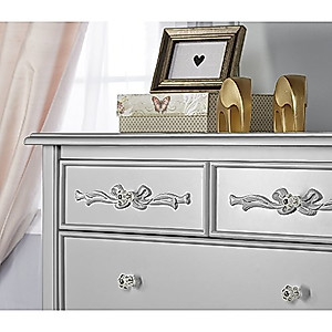 Evolur Aurora 6 Drawer Tall Chest in Akoya Grey Pearl/Silver Mist