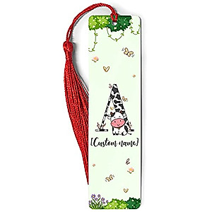 GOLEEX Personalized Initial Bookmark Cow Magnetic Bookmarks Customized Name Letter Page Markers Cute Reading Gifts for Book Lovers Kids Students Women Teens Adults at Christmas