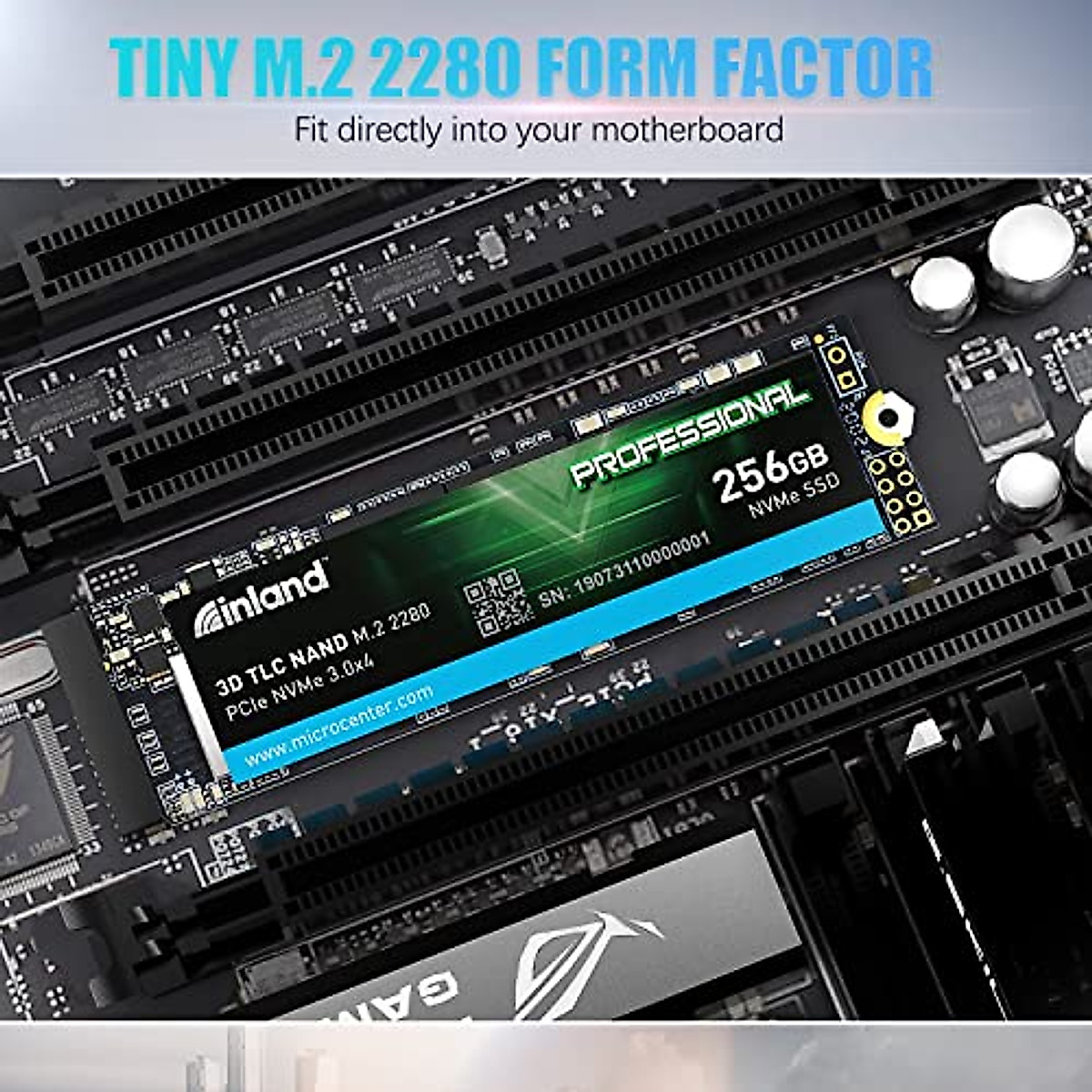 Inland Professional 256GB NVMe SSD M.2 2280 PCIe Gen 3.0x4 3D TLC NAND Internal Solid State Drive, PCIe Express 3.1 and NVMe 1.3 Compatible (256GB)