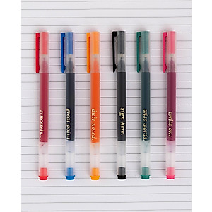 kate spade new york Colored Gel Pens, 6-Count Pack of Pens, Plastic Pens with Colorful Ink Colors, Colorblock