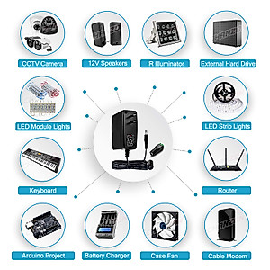 Chanzon 12V 2A Power Supply Class2 24W LED Strip CCTV Camera AC DC Switching Adapter (Input 100-240V, Output 12 Volt 2 Amp) Wall Wart Transformer Charger for DC12V (6Ft Cord, 24 Watt Max)