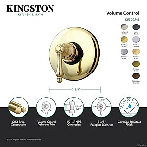 Kingston Brass KB3006AL Vintage Volume Control, Polished Nickel