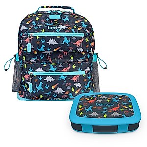 Bentgo® Kids 14” Backpack Set With Kids Prints Lunch Box (Dinosaur)