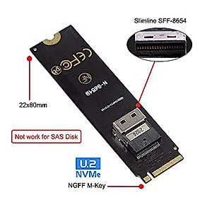 xiwai NGFF M-Key NVME to SFF-8654 Slimline SAS Card Adapter and U.2 U2 SFF-8639 NVME PCIe SSD Cable for Mainboard SSD