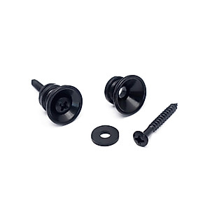 Metallor Guitar Strap Locks and Buttons End Pins with Mounting Screws and Washers for Electric Guitar Bass Acoustic Guitar Ukulele Mandolin. (Black)