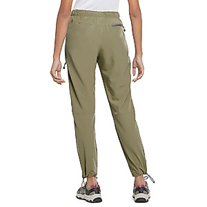 BALEAF Women's Hiking Pants Quick Dry Water Resistant Lightweight Joggers Pant for All Seasons Elastic Waist Light Green Size XS