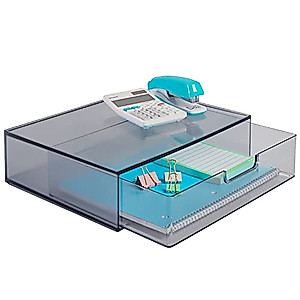 STORi STAX Plastic Stackable Organizer Drawer in Classic Grey | 12.5-inches Wide | Organize Office Desk Accessories and Sort Letter-Size Paper | Made in USA
