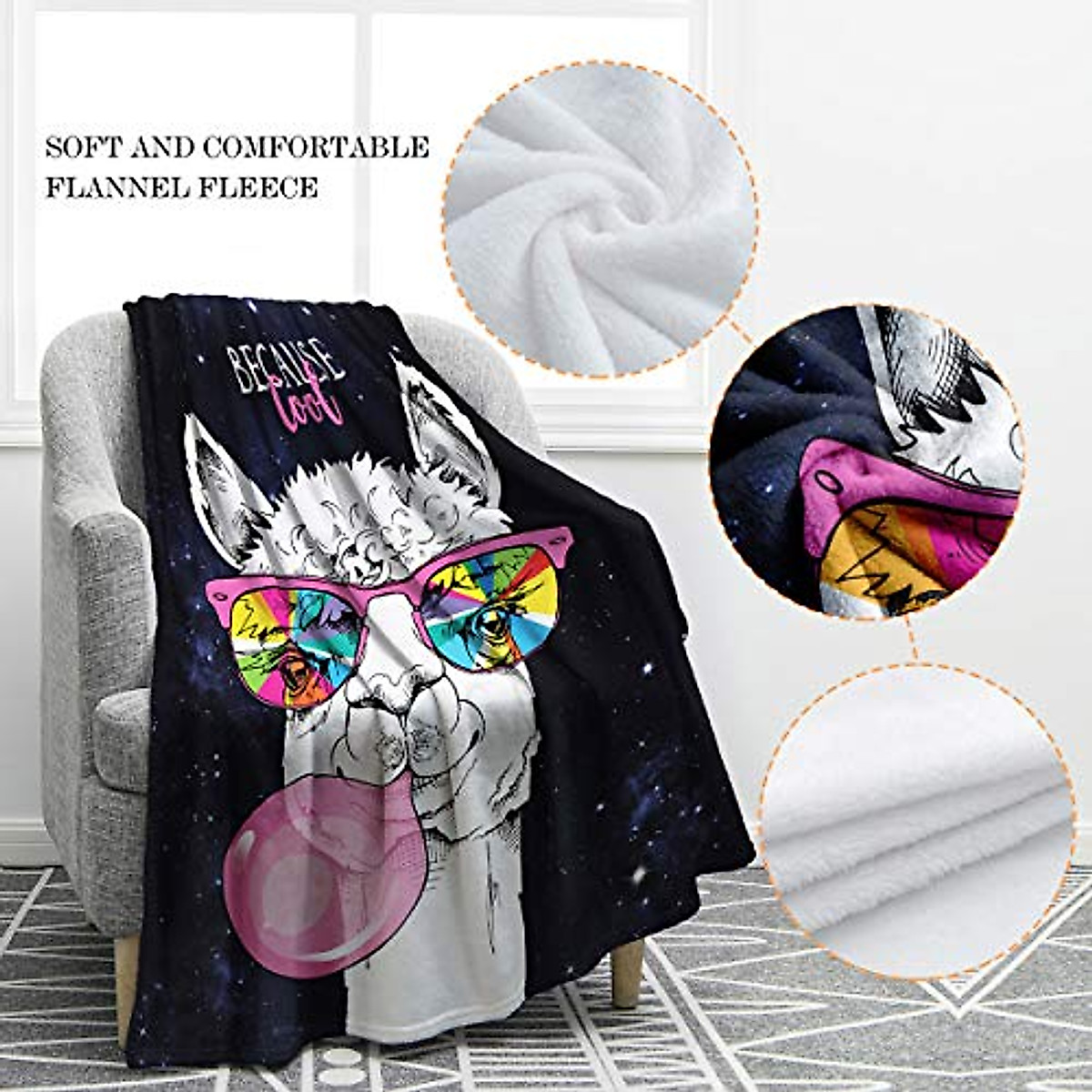 Jekeno Cartoon Alpaca Llama Blanket Soft Warm Print Throw Blanket for Kids Adult Office Gift 50"x60"