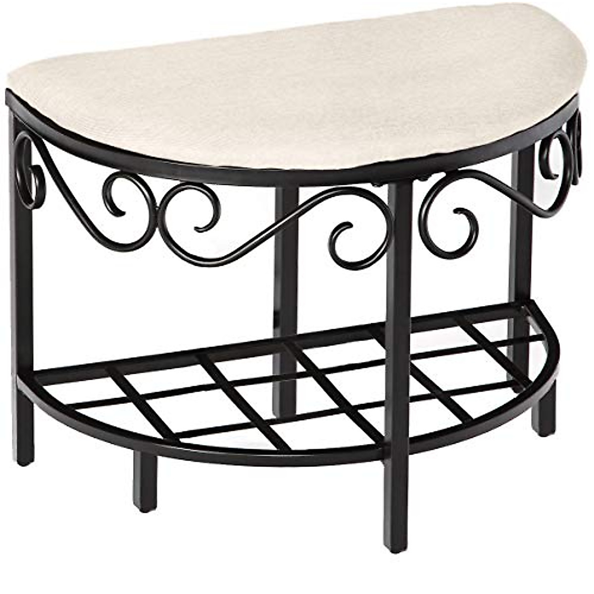 Mango Steam Half Moon Shoe Bench - Vanity Seat/Dressing Stool/Makeup Chair - White