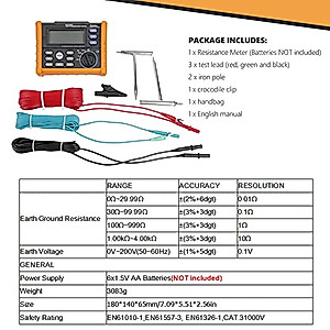 PM2302 Digital Resistance Meter Ground Earth Tester 0-4K ohm Insulation Tester Multimeter with LCD Backlight Display