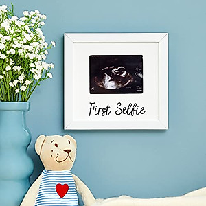 Juvale Baby Sonogram Picture Frame for 4 x 3 Ultrasound Photo, First Selfie (7 x 6.5 In, White)