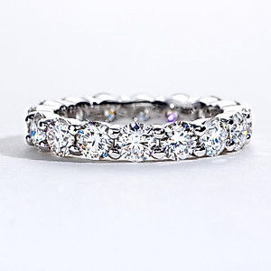 Yeesoth Moissanite Eternity Ring, 5cttw D Color VVS1 Lab Created Diamond 18K White Gold Plated Silver Engagement Wedding Bands for Women (7)