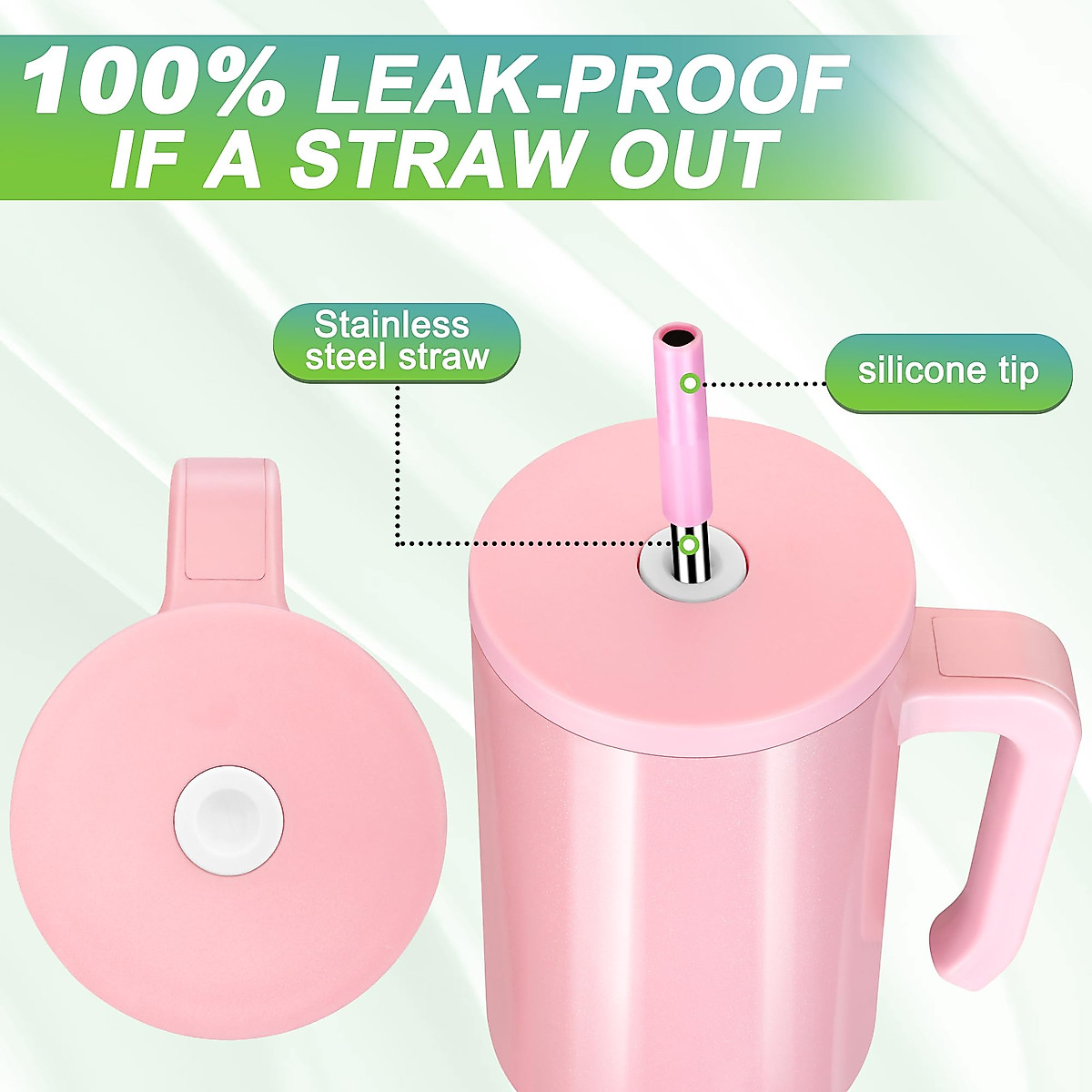 40 oz Tumbler with Handle and Straw, Leak-proof Lid | Stainless Steel Vacuum Insulated Coffee Travel Mug | Reusable Water Bottle Iced Cup | Keeps Cold for 34Hrs, Dishwasher Safe, BPA Free