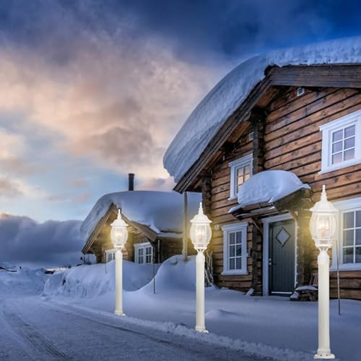 Krychilier Outdoor Lamp Post, 3-Light Pier Mount Outdoor Lighting Traditional Post Mount with White Finish, Exterior White Post Lantern(White, 3-Light)