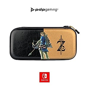 PDP Gaming Officially Licensed Switch Slim Deluxe Travel Case - Zelda Breath of the WIld - Semi-Hardshell - Console Stand - Protective PU Leather - Holds 14 Games - Works with Switch OLED & Lite