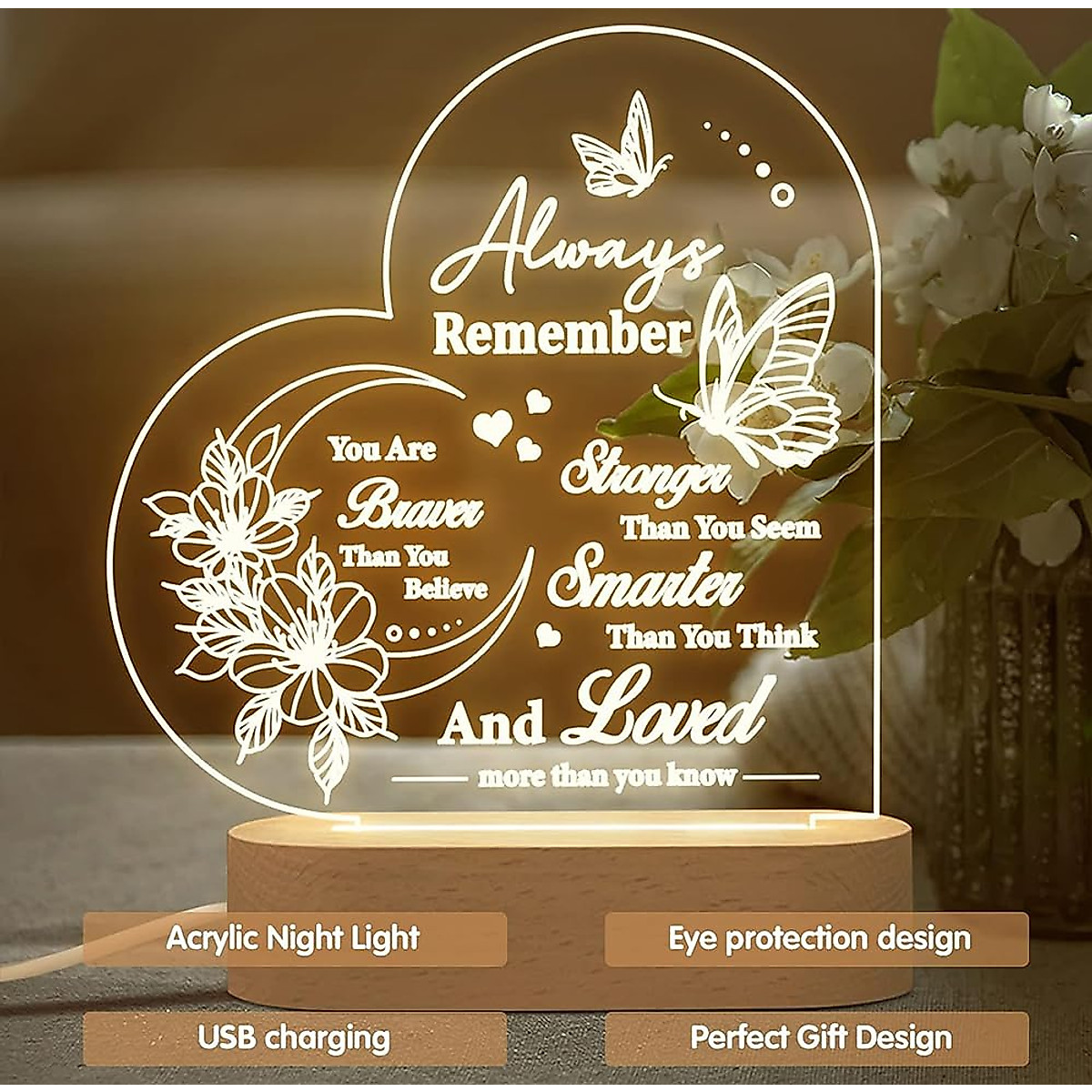 3D Illusion Lamp I Love You Friends Night Light for Best Friend Sister Girls Women Birthday Holiday Friendship Gift, Soft Warm White Colors LED Wooden Table Lamp (Best Friend)