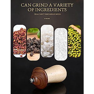 Xirhhur Wooden Salt Pepper Grinder Mini Mushroom Pepper Mill Fun Manual Grinder With Ceramic Grinding Cores Adjustable Coarseness 4.72¡Á1.57 Inches For Sea Salt, Pepper And Spices