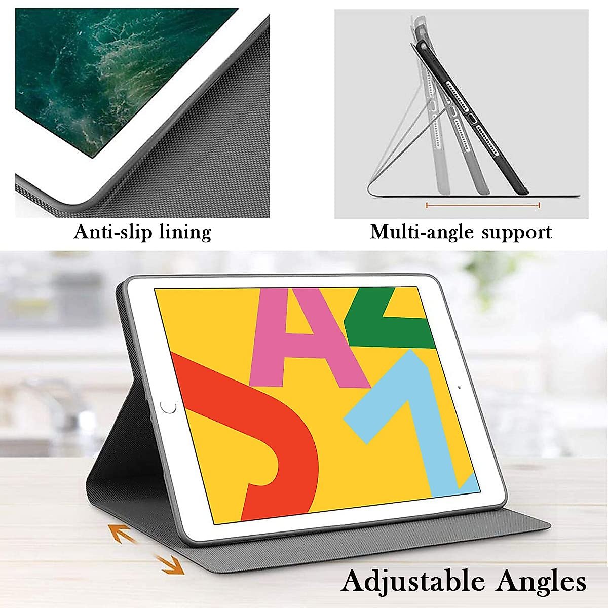 Custom Case for iPad 7th/8th/9th(2019/2020/2021) Generation with Photo/Text, Personalized Picture/Name iPad 10.2 Cover Protective Leather, Auto Sleep/Wake