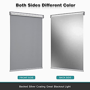 Changshade Cordless & Blackout Roller Shade, Room Darkening Rolled Up Shade, Fabric Window Blind, for Light Blocking/Sun Protection, 24 inches Wide, Gray ROL24GY72A