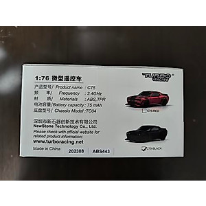 FLYCOLOR TurboRC 1:76 Mini Sports Car 4CH 2.4GHZ Remote Control Full Proportional RTR Kit with 2 Replaceable Body Shell (C75-Black)