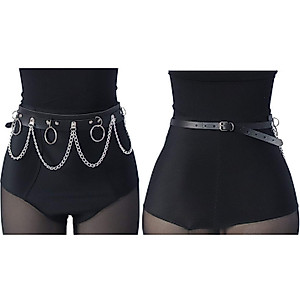 YOVORO 2PCS Punk Waist Belly Chain Belt for Women Leather Layered Body Chain Dance Pary Body Accessories Jewelry