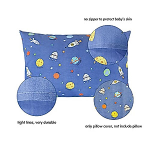 Space Kids Toddler Pillowcases, 2 Pack Cotton Pillow Cover, Soft Pillow Shams Travel Pillow Cases with Envelope Closure for Kids Bedding, 14x20Inch Pillow Case