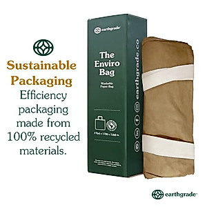 EARTHGRADE Reusable Grocery Shopping Bag – Sustainable & Eco Friendly Washable Paper Totes with Cotton Canvas Handles & Durable Seams