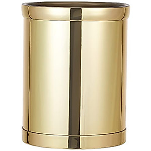 Kraftware Mylar Round Wastebasket, 8 Quart, Polished Brass Color