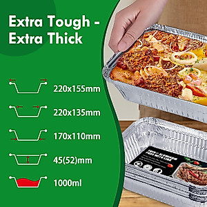 YQER 10 Pack Aluminum To Go Containers with Clear Lids, 2.25 LB Capacity (8.5''X6'') Small Aluminum Foil Pans - 10 Heavy Duty Foil Food Containers & 10 Clear Lids, Disposable Tin Foil Trays for Baking