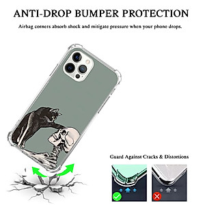 Vusbvelnot Cat and Skull Case Compatible with iPhone 13 Pro Max, Hippie Creepy Black Cat and Skeleton Case for iPhone 13 Pro Max for Teens Men and Women, Cool TPU Bumper Phone Case Cover
