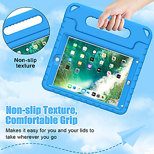 BMOUO Kids Case for iPad 9.7 Inch 2018/2017,iPad Air 2 - with Screen Protector, Shockproof Kids Case Cover Handle Stand Case for iPad 9.7 Inch 2017/2018 (iPad 5th and 6th Generation),iPad Air 2 - Blue